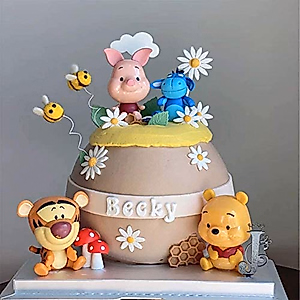 Winnie The Pooh Party Cake Topper, Pooh Bear Cake Topper for Birthday Baby Shower Party Cake Decorations
