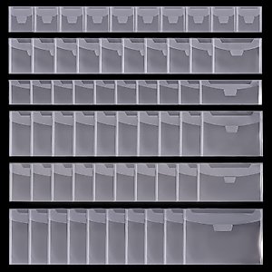 GLOBLELAND 60 Pcs Clear Stamp and Die Storage Bag Pockets 6 Size Plastic Storage Pocket Plastic Stamp Seal Storage Envelopes Case for DIY Paper Card Scrapbooking Craft