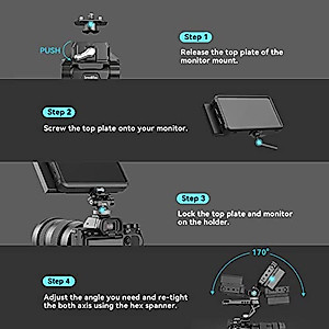 SmallRig Quick Release Camera Monitor Mount with Cold Shoe, Supports Swivel 360° and Tilt 170° Adjustable, Drop-in HawkLock Camera Hot Cold Shoe Monitor Holder for 5" & 7" Monitor - 3514B