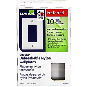 Leviton GFNT1-W Self-Test SmartlockPro Slim GFCI Non-Tamper-Resistant Receptacle with LED Indicator, Wallplate Included, 15-Amp, White & PJ26-WM 1-Gang Decora/GFCI Decora Wallplate, White, 10-Pack