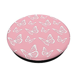 Cute Pink White Butterfly Aesthetic Print Butterflies PopSockets Swappable PopGrip