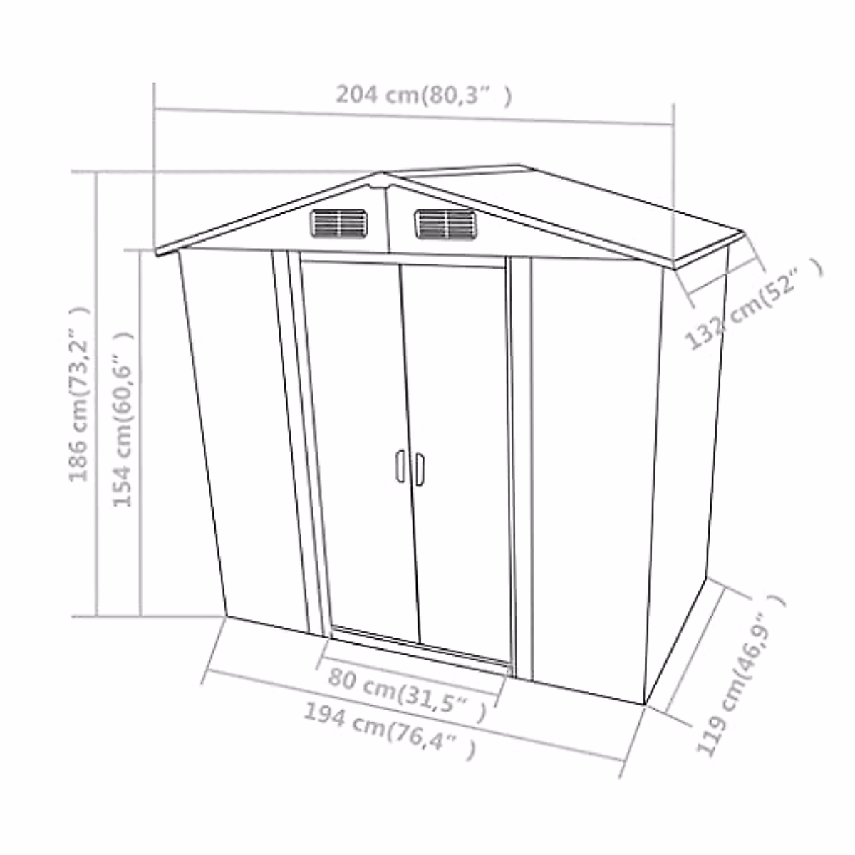 vidaXL Outdoor Storage Shed, Garden Shed, Metal Storage Shed, Backyard Shed for Patio Lawn Bicycles Gardening Tools Lawn Mowers, Brown