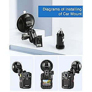 BOBLOV Car Suction Cup for HD66-02/D7 Body Camera, Car Mount and a Car Charger ONLY for HD66-02/D7 Body Camera, Don't Fit to Other Models Camera not Included