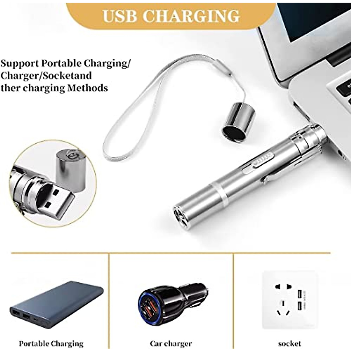 Cyahvtl Laser Pointer, Cat Toys for Indoor Cats, Kitten Dog Laser Pen Toy, Red Dot LED Light Pointer Interactive Toys for Indoor Cats Dogs, USB Charging, 5 Switchable Patterns