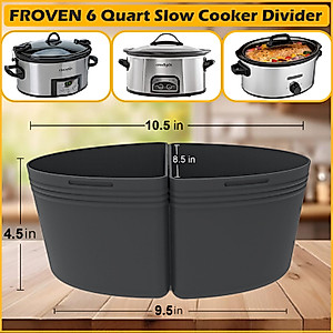 6 Quart Silicone Slow Cooker Divider Liners Oval. Thickened, Weighted & Sturdy Reusable Crockpot Inserts Compatible With Most 6 Qt Crock Pot Slow Cookers Accessories. Leakproof, Dishwasher Safe