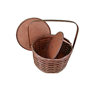 Round Double Pie Carrier Basket with Tray and Lid Made in the USA. Collectible Handmade Primitive Decor, Carry Your Pies in Style to Thanksgiving, Easter, and Christmas Dinners. Featured in the La Times News Paper.