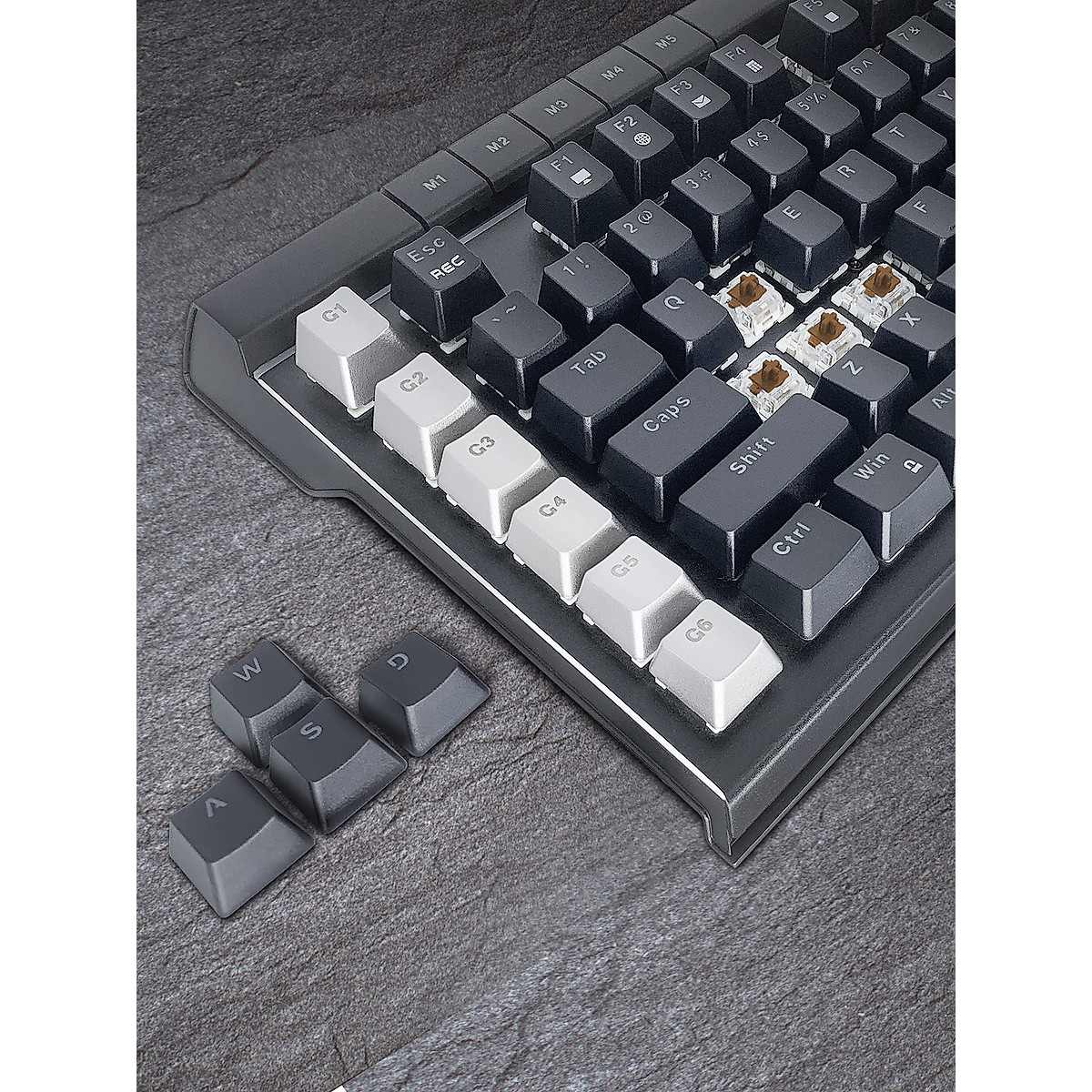 Rosewill Blitz K50 RGB BR Wired Gaming Tactile Mechanical Keyboard, 14 RGB Backlight Anti-Ghosting 6 Macro Keys, Dedicated Media Controls