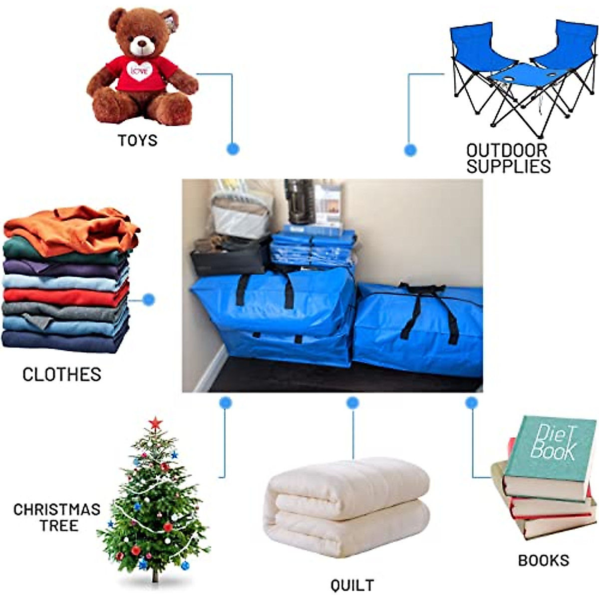 Moving Bags Heavy Duty, 4 pcs Reusable Plastic Moving Totes, Extra Large Packing Bags with Backpack Straps for Clothes Storage Containers,Compatible with Ikea Frakta Cart, Alternative to Moving Box