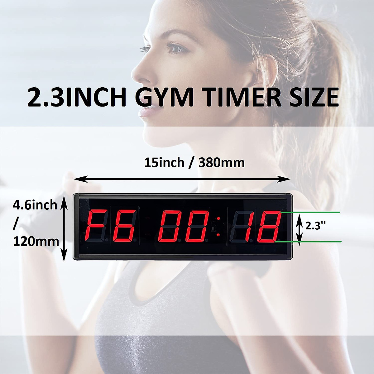 LED Digital Countdown Wall Clock Fitness Timer Stopwatch for Gym (2.3inch Digital High)