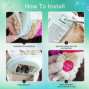 Houwsbaby 13.5'' Birthday Teddy Bear Interactive Stuffed Animal Electric Singing Musical Plush Toy with Cupcake, Glow Candle Teddy Bear Presents for Kids Girls Boys Birthday Holiday