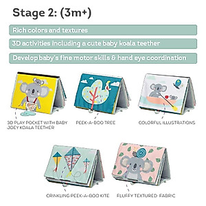 Taf Toys Koala Infant Tummy-time High Contrast Soft Crinkle Activity Book with Huge Baby Safe Mirror, 3D Activities, Textures and a Soft Baby Teether