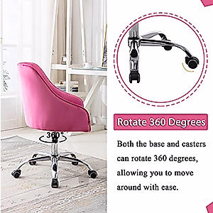 SLEERWAY Velvet Home Office Desk Chair, Modern Swivel Armchair, Comfy Task Chair with Height Adjustable, Upholstered Tufted Computer Chair for Working or Studying (Purple)