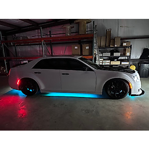 iJDMTOY 4pc Set Black-Out Dark Smoked Lens Amber Front & Red Rear Full LED Side Marker Lights Compatible With 2015-up Chrysler 300 (Total 180-SMD LED, Replace OEM Amber/Red Lens Sidemarkers)