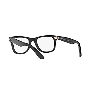 Ray-Ban RX4340V Wayfarer Ease Square Prescription Eyeglass Frames, Black/Demo Lens, 50 mm