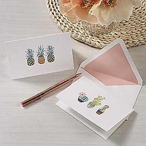 Southworth Notecard Set with Lined Envelopes, 4” x 6”, Pineapple and Cacti 2-Card Assortment, 24 Count (91664)
