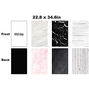 8PCS Products Photography Props with Stand Flat Pack Double-Sided Cement Wood Marble Backdrops for Food Photography or Product Photography