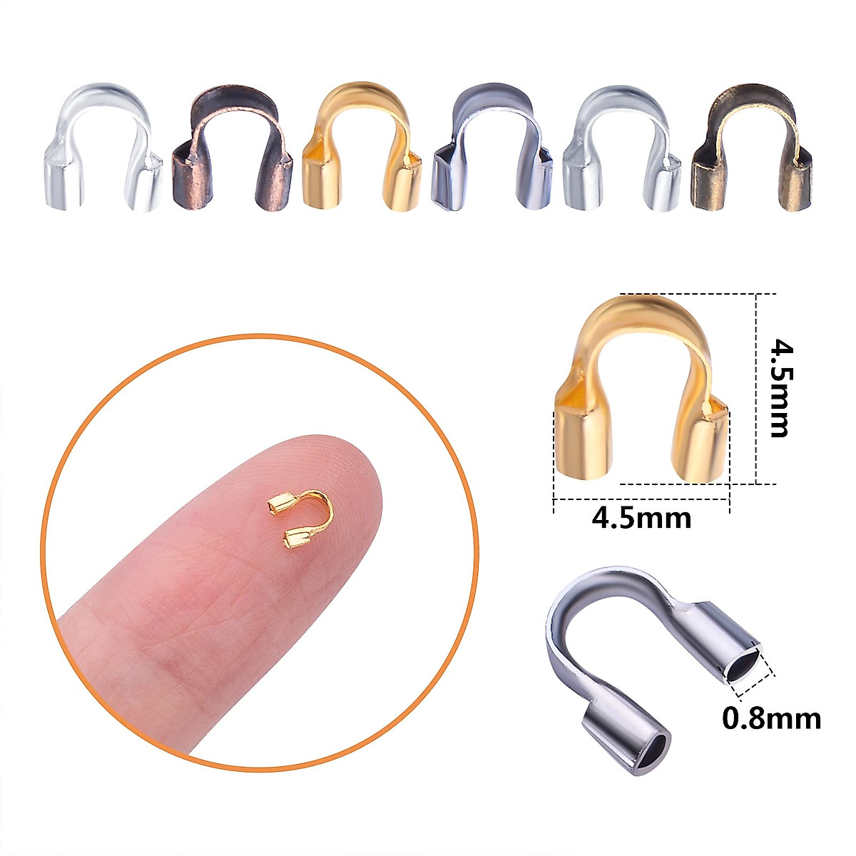 600pcs Wire Guardian U-Shaped Wire Guard Loops Wire Cable Thread Protectors with a Box Accessories for DIY Craft Earring Bracelet Necklace Jewelry Making, 6 Colors