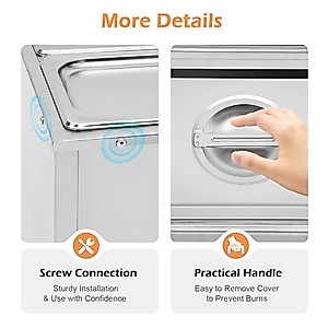 6-Pan Commercial Food Warmer, 850W Commercial Food Warmer Steamer Temperature Adjustable, Electric Stainless Steel Countertop for Parties, Catering, Restaurants