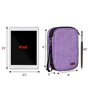 Teamoy Travel Makeup Brush Case(up to 8.8"), Professional Makeup Train Organizer Bag with Handle Strap for Makeup Brushes and Makeup Essentials-Medium, Purple(No Accessories Included)