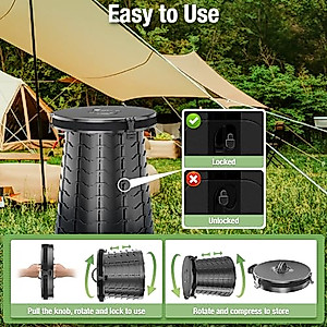 XXL Portable Toilet for Camping, 19.7"H Super Large Retractable Potty for Adults, Adjustable Height, with Liquid Waste Gel, Toilet Bag (Black)