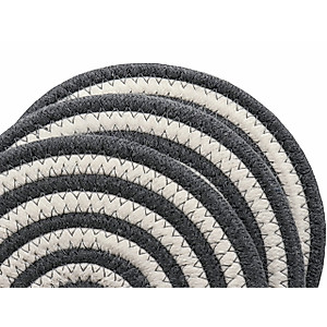 Cotton Pot Holders Hot Pads for Kitchen Heat Resistant, Thread Weave Trivet Multipurpose Pot Holder by Diameter 7 Inches, Color Matching Potholders Set of 3 (Dark Grey)