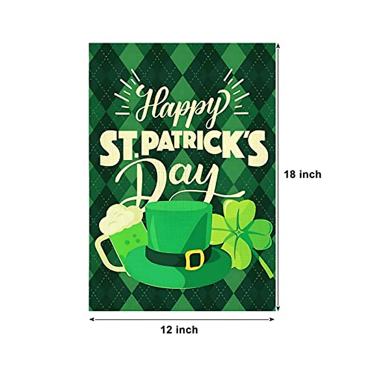 HOMFREEST St Patricks Day Garden Flag 12x18 Inch Vertical Double Sided Green Shamrock Hat Beer Yard Flag Lucky Clover Holiday Decor Outside Lawn Display Decorations Happy St Patrick's Day Outdoor