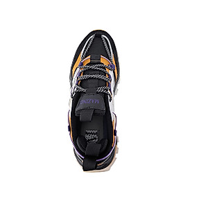 Mazino Core Fashion Chunky Sneakers for Men -Men's Athleisure Casual Shoes in (Mustard/Purple/Grey /10.5)