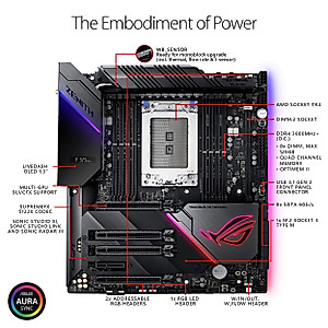 Asus Rog Zenith Extreme Alpha X399 HEDT Gaming Motherboard AMD Threadripper 2 (TR4) EATX DDR4 M.2 10G LAN USB 3.1 Gen2