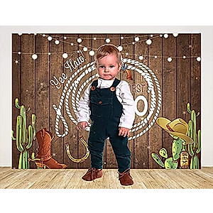 Ticuenicoa This is My First Rodeo 1st Birthday Backdrop Western Cowboy Mexican Cactus Birthday Background for Parties Rustic Wood Baby Shower Backdrops Cake Table Banner Photo Booth Props 5x3ft