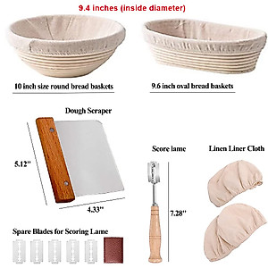 9.4'' Round Bread Banneton Proofing Basket with Linen Liner for Sourdough Proofing,Perfect Handmade Rattan Bowl for Making Beautiful Bread
