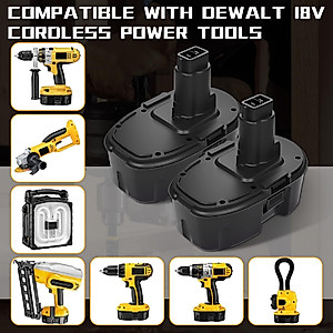 Forrat DC9098 DC9099 Upgraded 3.6Ah Replacement for Dewalt 18V Battery XRP DE9098 DE9503 DW9095 DW9096 DW9098 DW9099 18 Volt Cordless Power Tools 2 Packs (Black)