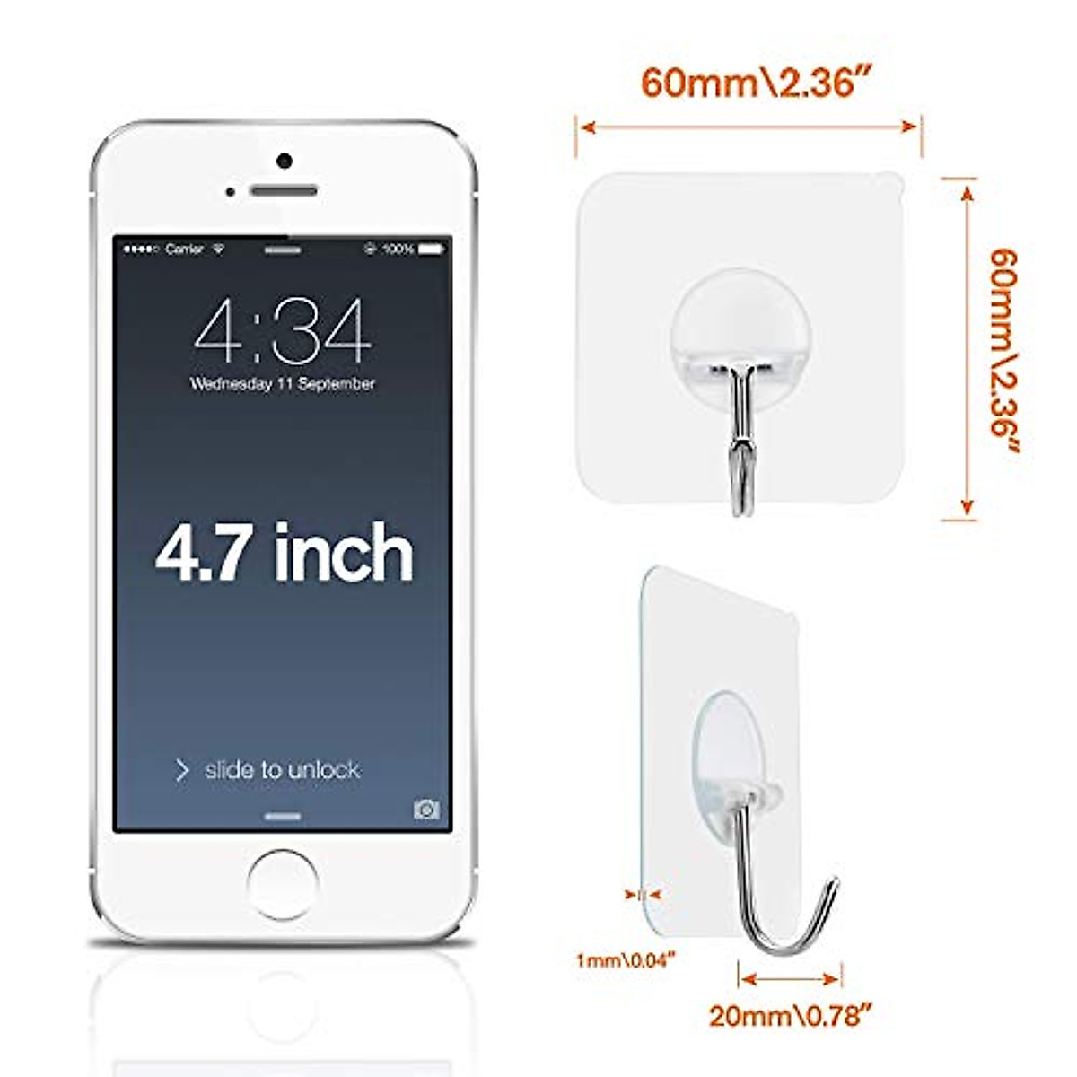 FOTYRIG Adhesive Hooks Sticky Hooks for Hanging Heavy Duty Wall Hangers Without Nails 15lb(Max) 180 Degree Rotating Seamless Stick on Wall Hooks Bathroom Kitchen Office Outdoors-10 Packs