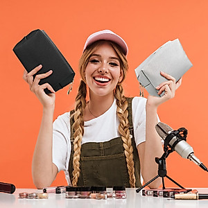 9 Pcs Small Preppy Makeup Bag Leather Zipper Cosmetic Bag Water Resistant Versatile Makeup Pouch Travel Cosmetic Organizer Portable Toiletry Bag Daily Storage Beauty Bag Organizer for Women Girls Gift