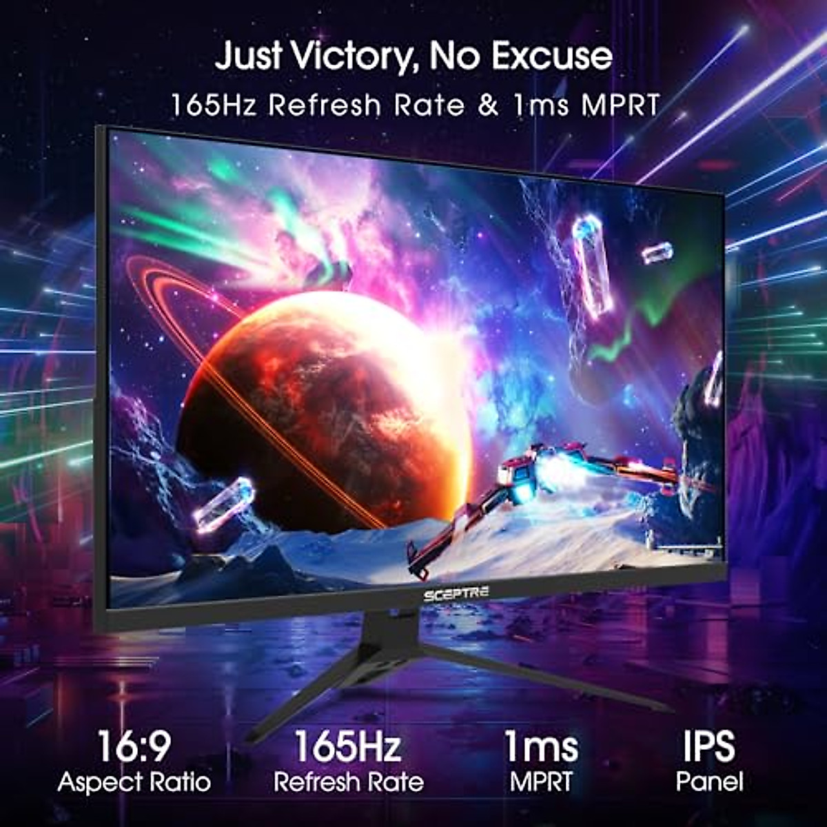 Sceptre IPS 24” Gaming Monitor 165Hz 144Hz Full HD (1920 x 1080) FreeSync Eye Care FPS RTS DisplayPort HDMI Build-in Speakers, Machine Black 2020 (E248B-FPT168),IPS 24" 165Hz
