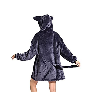 vavalad Wearable Blanket Sweatshirt Sherpa Oversized Hoodie TV-Blanket with Sleeves and Pockets for Adults Men Women Teens One Size Fits All…