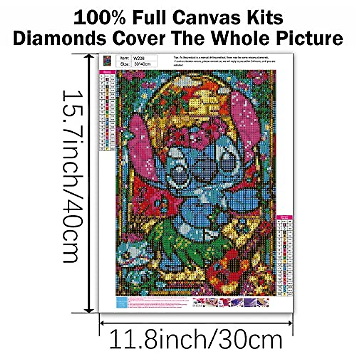 hkejoi Stitch Diamond Painting Kits for Adults,Stitch Diamond Art Kits,DIY 5D Stitch Gem Art Kits for Adults & Kids,Home Wall Decor and Gifts 12x16in