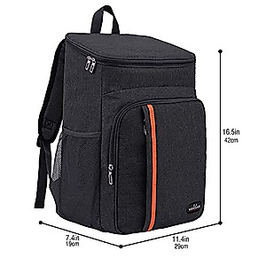 Cooler Backpack 25 Cans，Lunch Backpack，Leakproof Soft Cooler Bag to Beach Camping Hiking Picnic Work Lunch Travel for Men Women（Black）