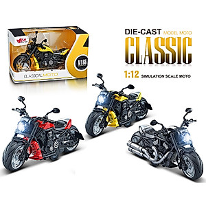 Gilumza Pull Back Motorcycles Toy, Moto Gift with Music Lighting, Wolverine Motorcycle Toys for Boys Kids Age 3-12 Year Old (Black)