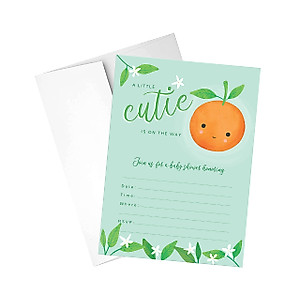 Wish Clover Little Cutie Baby Shower Invitations Fill-In Style (24-Count) Envelopes Included