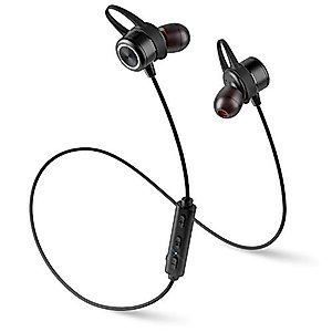 Bluetooth Earbuds Wireless Magnetic Headset Sport Earphones for Running IPX7 Waterproof Headphones 10 Hours Playtime High Fidelity Stereo Sound and Noise Cancelling Mic 1 Hour Recharge Black