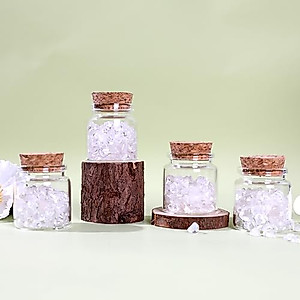 Magic Season Decorative Round Glass Bottles with Cork Stoppers (2 Pcs / 1.7 fl oz.)