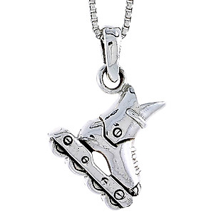 Sterling Silver Roller Blade Pendant, 3/4 inch tall
