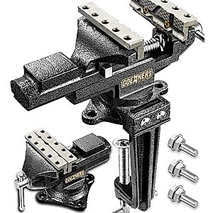 Dual-Purpose Bench Vise 3.3" Universal with Multifunctional jaw, 360° Swivel Clamps on Vise, Multi-functional Combined Vise with Quick Adjustment, Movable Home Vice for Woodworking