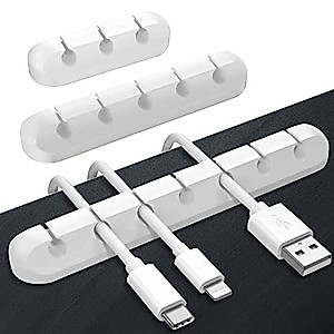 Cable Holder Clips, 3Pack Cable Management Cord Organizer Clips Silicone Self Adhesive for Desktop USB Charging Cable Niqhtstand Power Cord Mouse Cable Wire PCOffice Home(White)