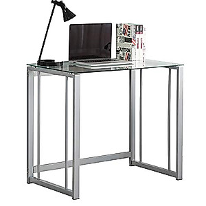 SogesHome 35 inch Glass Computer Desk Office Desk Gaming Desk Office Desk Writing Table Small Desk Workstation for Home Office