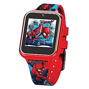 Accutime Kids Marvel Spider-Man Red Educational Touchscreen Smart Watch Toy for Boys, Girls, Toddlers - Selfie Cam, Learning Games, Alarm, Calculator, Pedometer, and More (Model: SPD4588AZ)