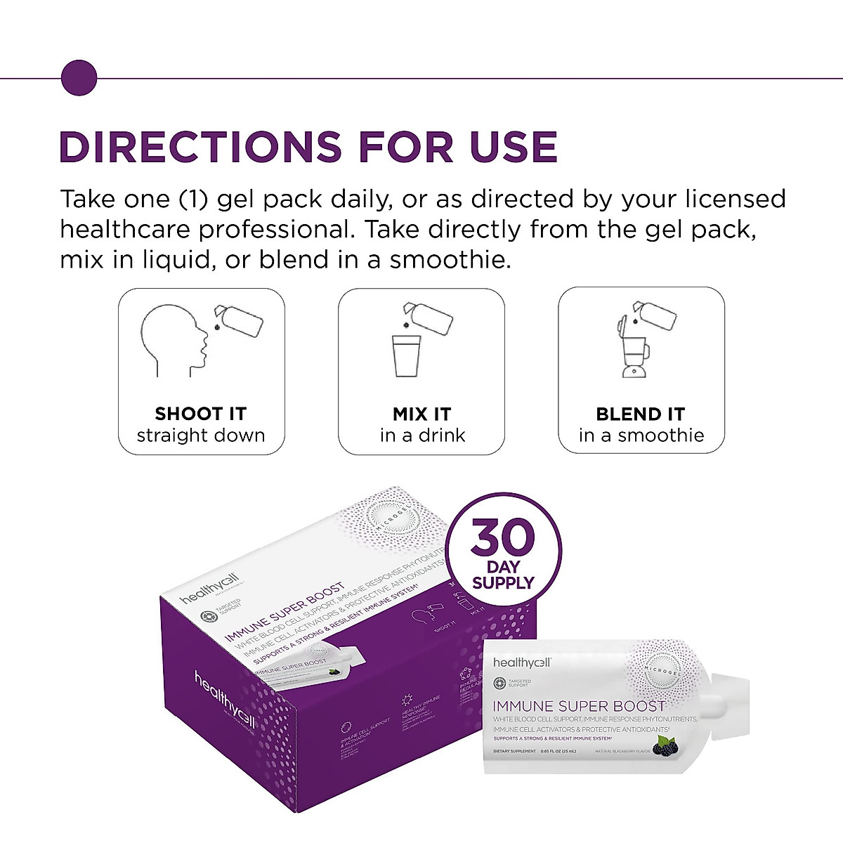 Healthycell Immune Super Boost - Immune Support Supplement with Echinacea, Elderberry, Vitamin C, Zinc - MicroGel Immune Booster for Adults - Maximum Absorption - 30 Gel Packs