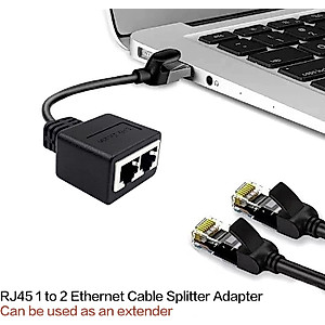 RJ45 Coupler, Ethernet Coupler, 1 Male to 2 Female Network Adapter RJ45 LAN Ethernet Socket Connector Adapter Suitable Super Cat5/Cat5e/Cat6 LAN Ethernet Cable Splitter