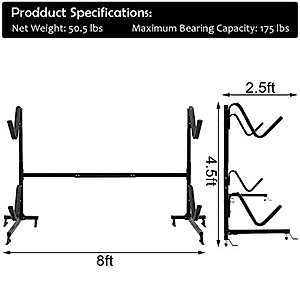 Goplus Kayak Storage Rack, Garage Kayak Hanger for 2 Kayaks, Canoe, SUP &Paddle Board, Heavy Duty Kayak Holder Strand with Height Adjustable Rack, 175 LBS MAX Load, Kayak Racks for Outdoor Storage