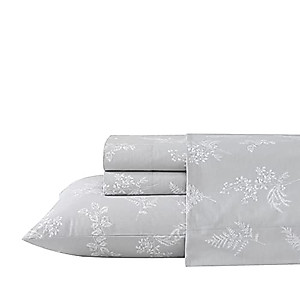 Stone Cottage - Twin Sheets, Cotton Percale Bedding Set, Crisp & Cool Home Decor (Foliage, Twin)